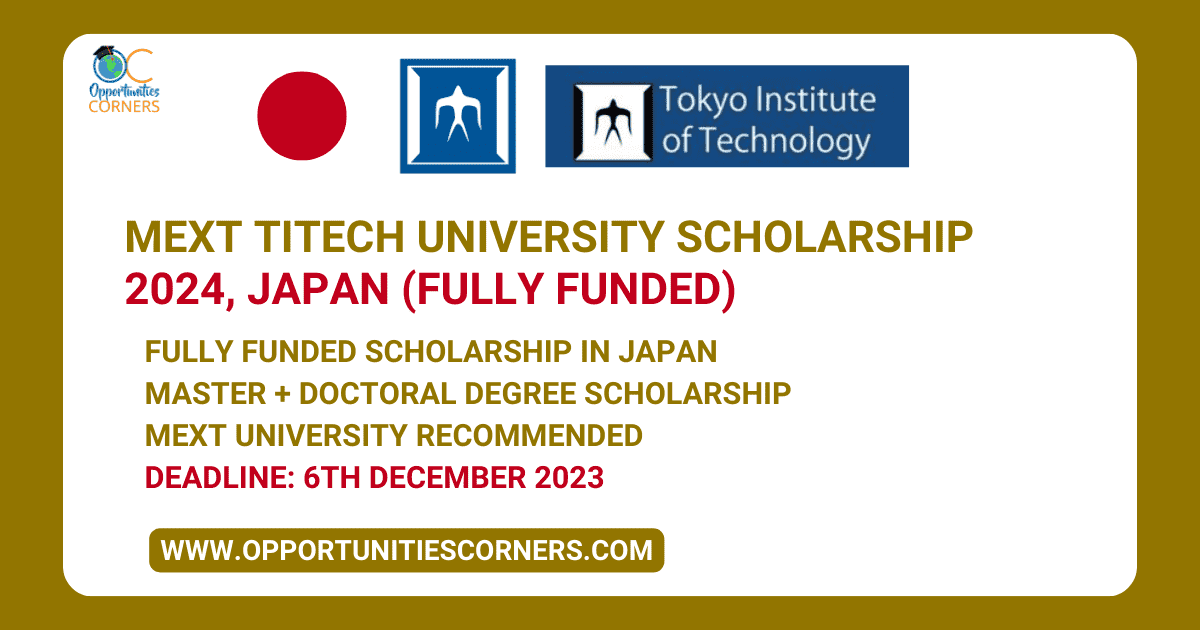 MEXT Titech University Scholarship 2026, Japan (Fully Funded ...